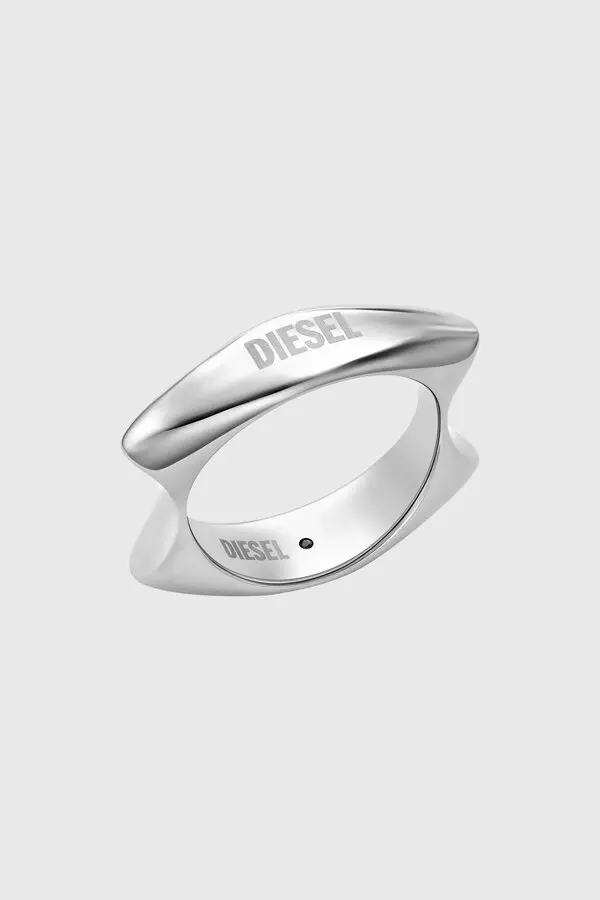 DIESEL® Stainless Steel Logo Band Ring - Silver