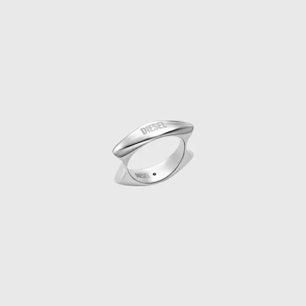DIESEL® Stainless Steel Logo Band Ring - Silver