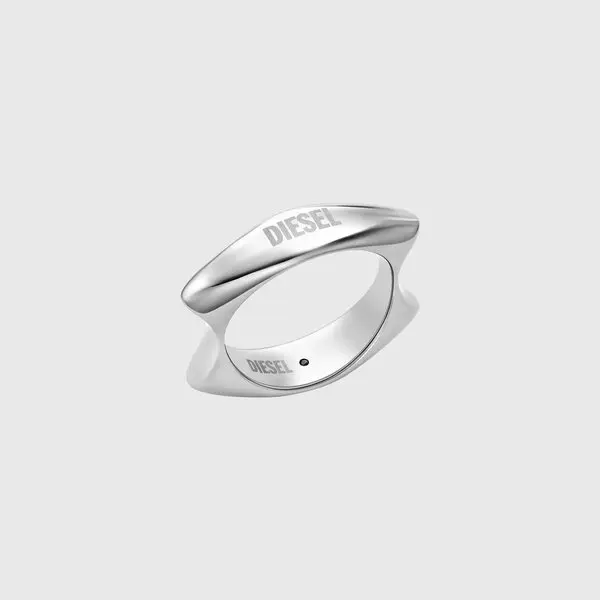 DIESEL® Stainless Steel Logo Band Ring - Silver