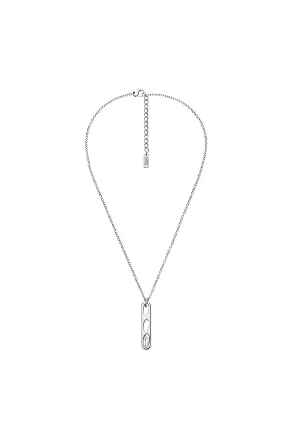 DIESEL® Stainless Steel Logo Pendant Necklace - Silver