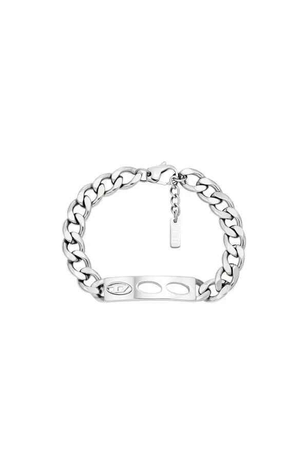 DIESEL® Stainless Steel Link Bracelet With Oval-d Logo - Silver