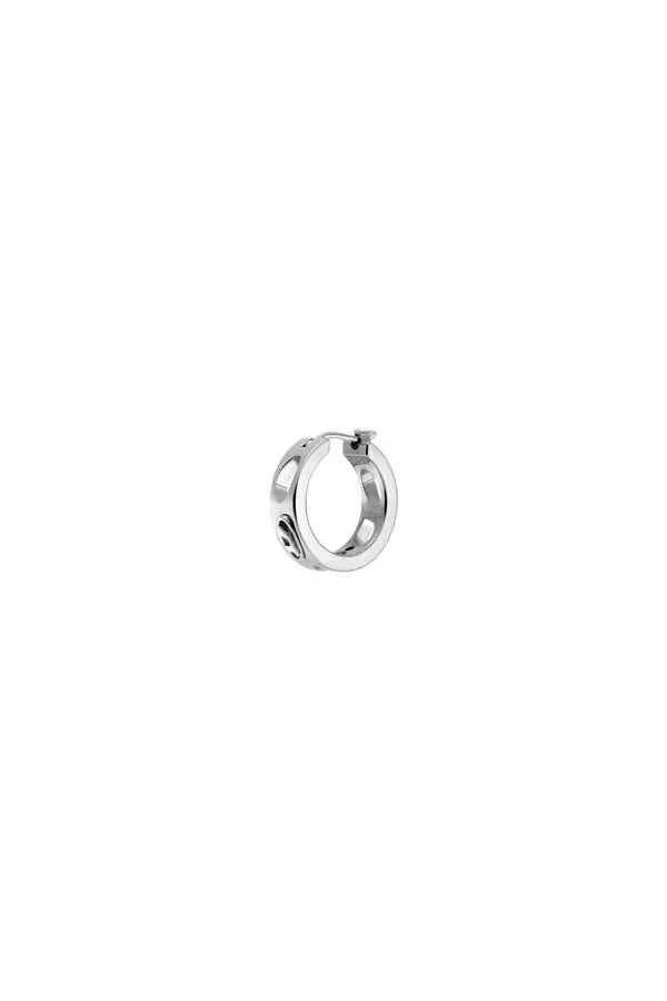 DIESEL® Stainless Steel Hoop Earring With Oval-d Logo - Silver
