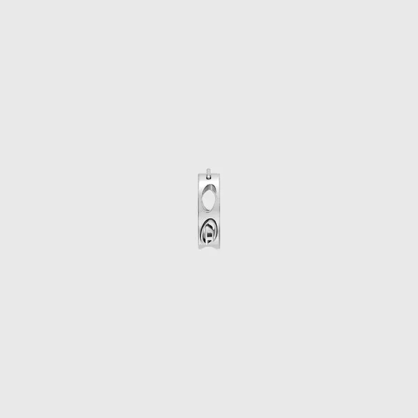DIESEL® Stainless Steel Hoop Earring With Oval-d Logo - Silver