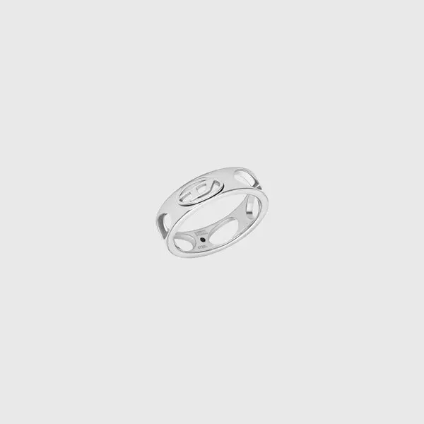 DIESEL® Stainless Steel Band Ring With Oval-d Logo - Silver