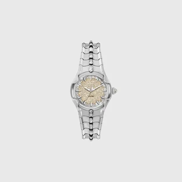 DIESEL® Vert Stainless Steel Watch With Pave Dial - Silver