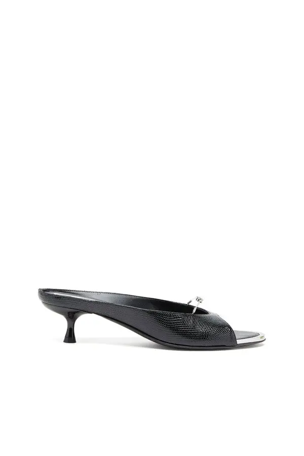 DIESEL® D-diam's Lizard-effect Leather Mules With Metallic Trim