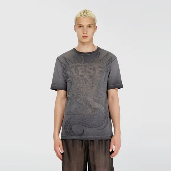 DIESEL® Jersey T-shirt With Embossed Graphic - Grey