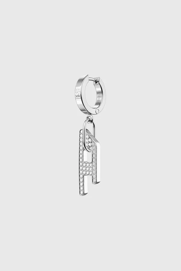DIESEL® Stainless Steel Glitz D Drop Earring - Silver