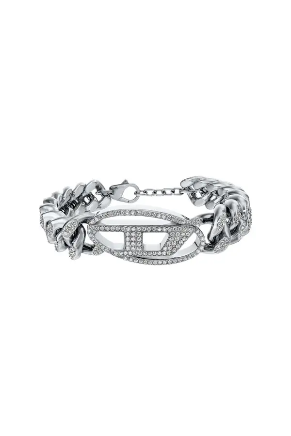 DIESEL® Oval D Glitz Chain Bracelet - Silver