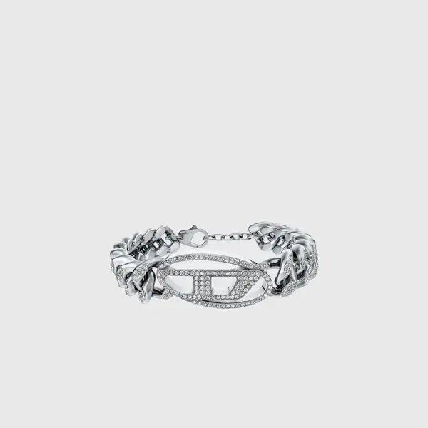 DIESEL® Oval D Glitz Chain Bracelet - Silver
