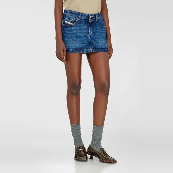 DIESEL® Mini Skirt In Dark Wash Denim - Blue