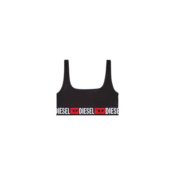 DIESEL® Cotton Bralette With Logo - Black