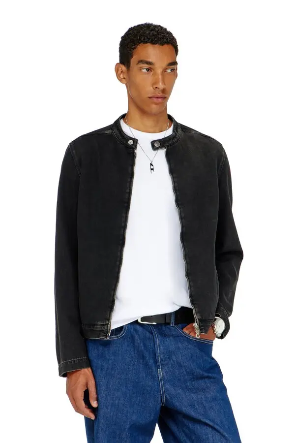 DIESEL® Moto Jacket In Clean-wash Denim
