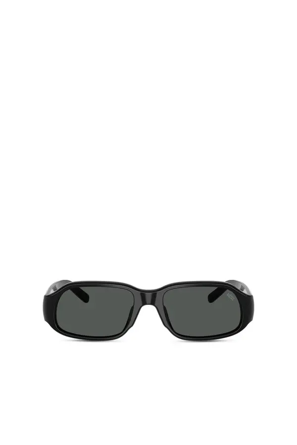 DIESEL® Rectangular Acetate Sunglasses With Contrasting Metal Components - Black