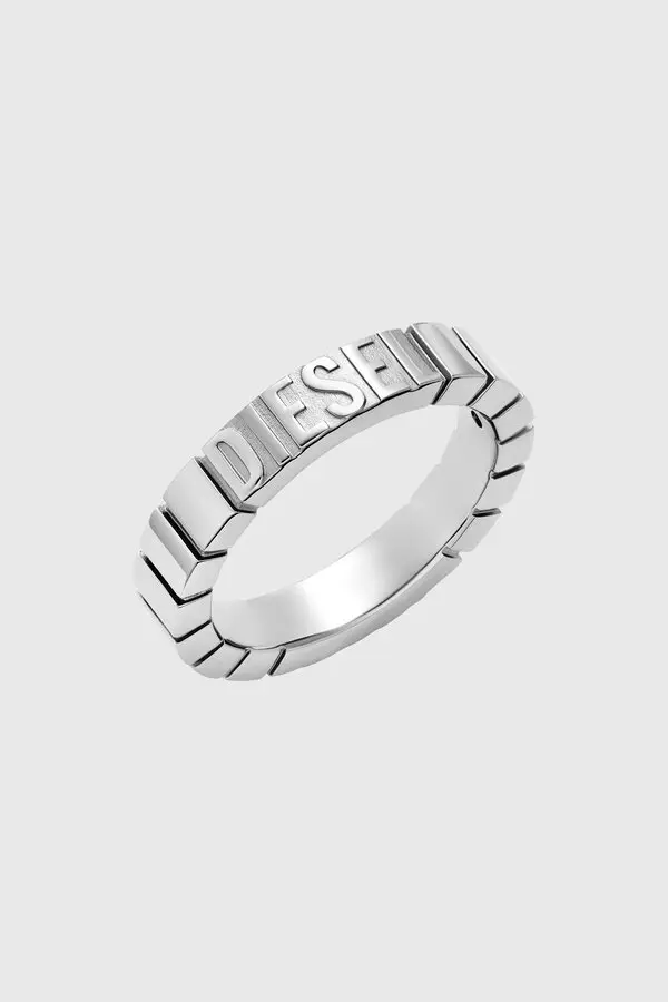 DIESEL® Stainless Steel Logo Band Ring - Silver