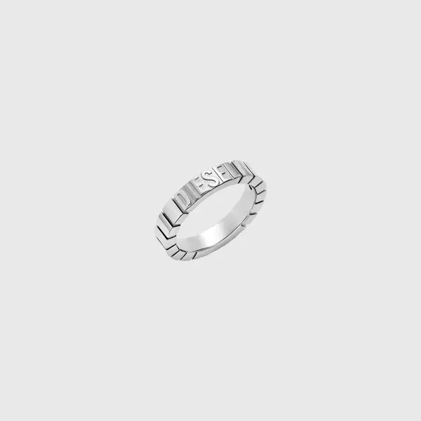 DIESEL® Stainless Steel Logo Band Ring - Silver