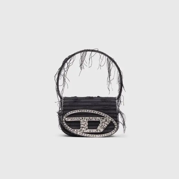 DIESEL® 1dr-iconic Shoulder Bag In Canvas And Leather - Black