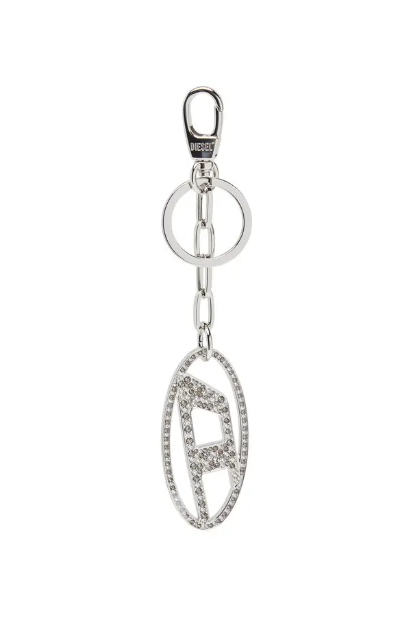 DIESEL® Metal Oval D Keyring With Crystals - Silver