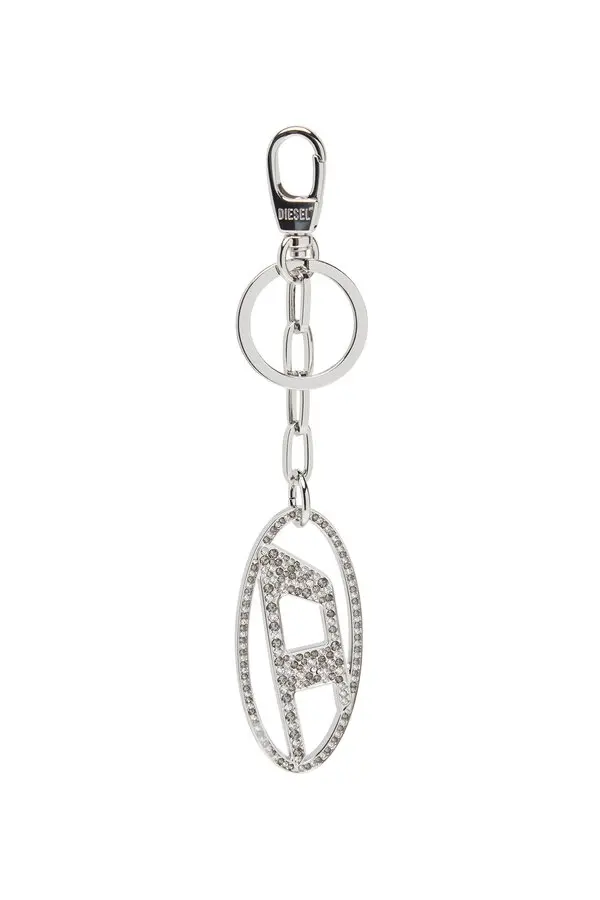 DIESEL® Metal Oval D Keyring With Crystals - Silver