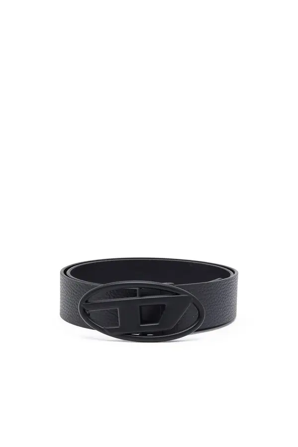 DIESEL® 3.9cm Reversible Leather Belt With Oval D Logo Buckle - Black