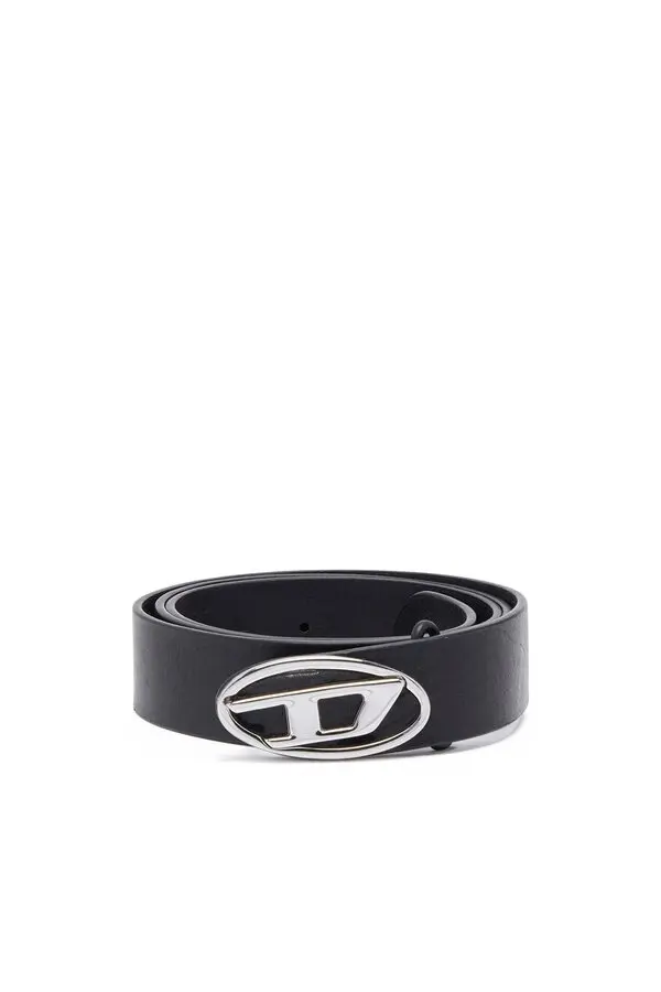 DIESEL® Leather Belt With Oval D Logo - Black