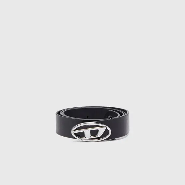DIESEL® Leather Belt With Oval D Logo - Black