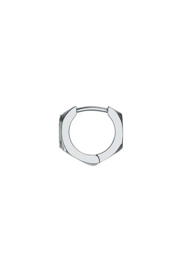 DIESEL® Stainless Steel Single Hoop Earring With Oval D Logo - Silver