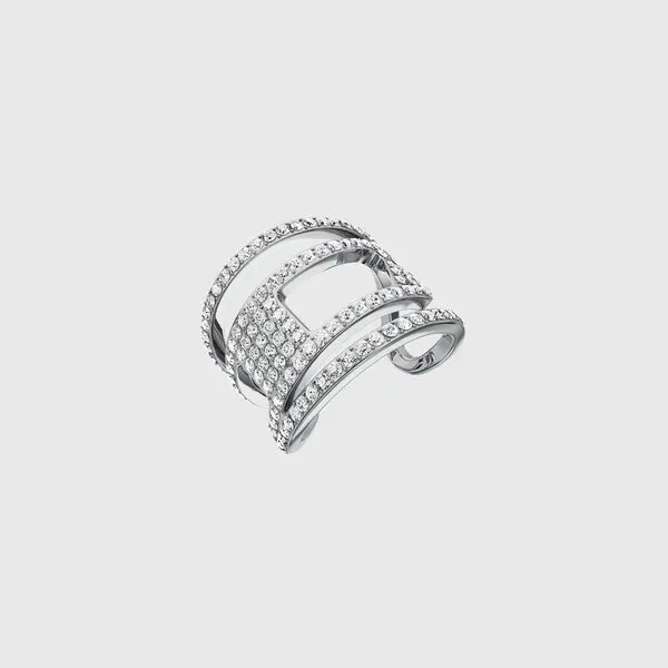 DIESEL® Stainless Steel Paved D Logo Band Ring - Silver