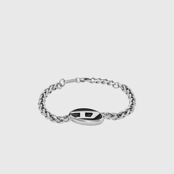 DIESEL® Stainless Steel Chain Bracelet With Enamel Detail - Silver