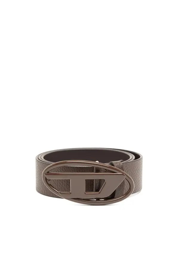 DIESEL® 4cm Leather Belt With Matte Oval D Buckle - Brown