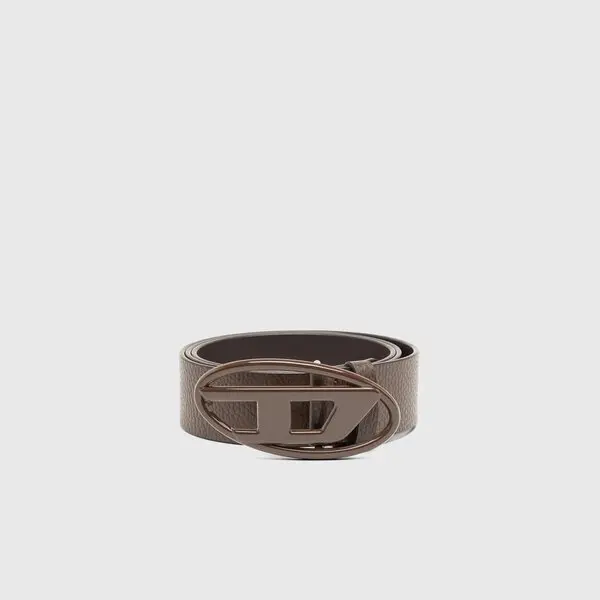 DIESEL® Textured Leather Belt With Oval D Buckle - Brown