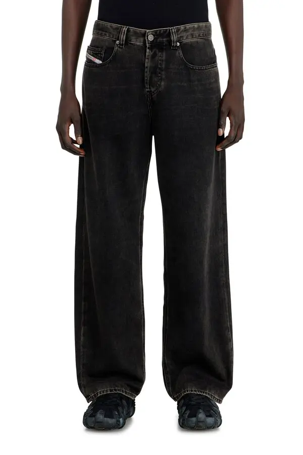 DIESEL® Relaxed Fit Low Waist Wide Leg Jeans - Black