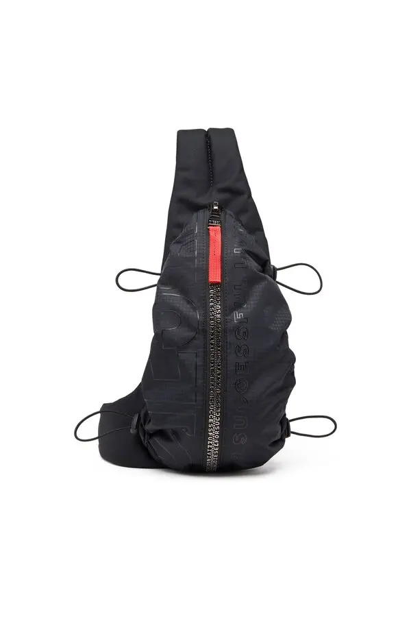 DIESEL® Zip-d-sling" Check-jacquard Shell Bag - Black