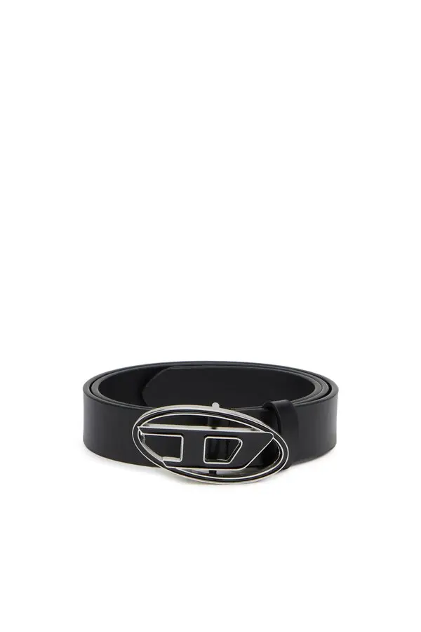 DIESEL® Oval D Buckle Leather Belt - Black