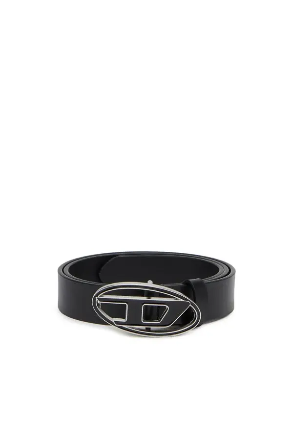 DIESEL® Leather Belt With Oval D Buckle - Black