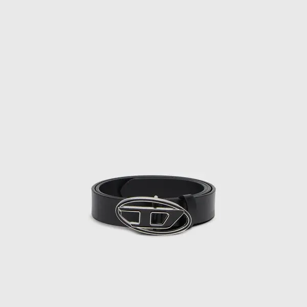 DIESEL® Leather Belt With Oval D Buckle - Black