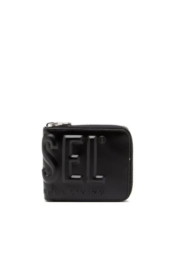 DIESEL® Leather Zip Wallet With Embossed Logo