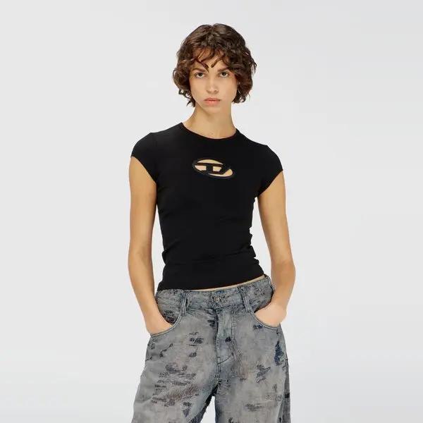 DIESEL® T-shirt With Oval D Logo Detail - Black