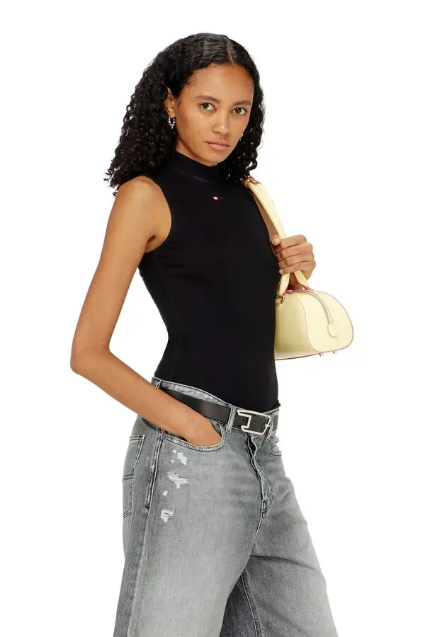 DIESEL® Ribbed Tank Top With Mock Neck