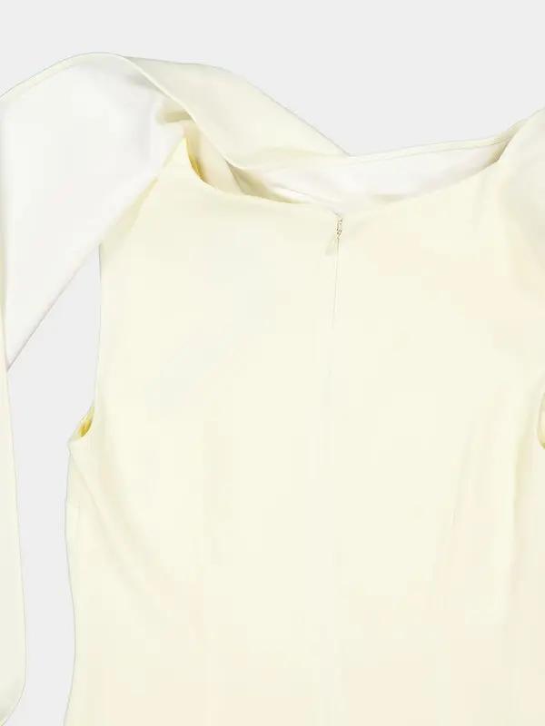 Roland Mouret Satin Crepe Midi Dress With Draped Neckline And Sash - Yellow
