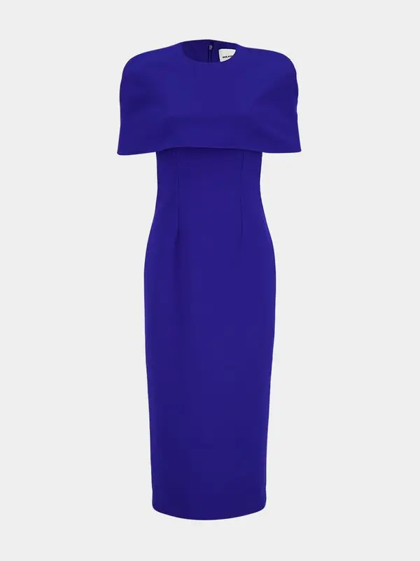 Roland Mouret Royal Cape Tencel Midi Dress - Blue