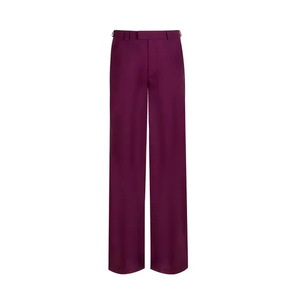GUNDA HAFNER LTD Burgundy Mid Rise Straight Leg Merino Wool Trousers - Red