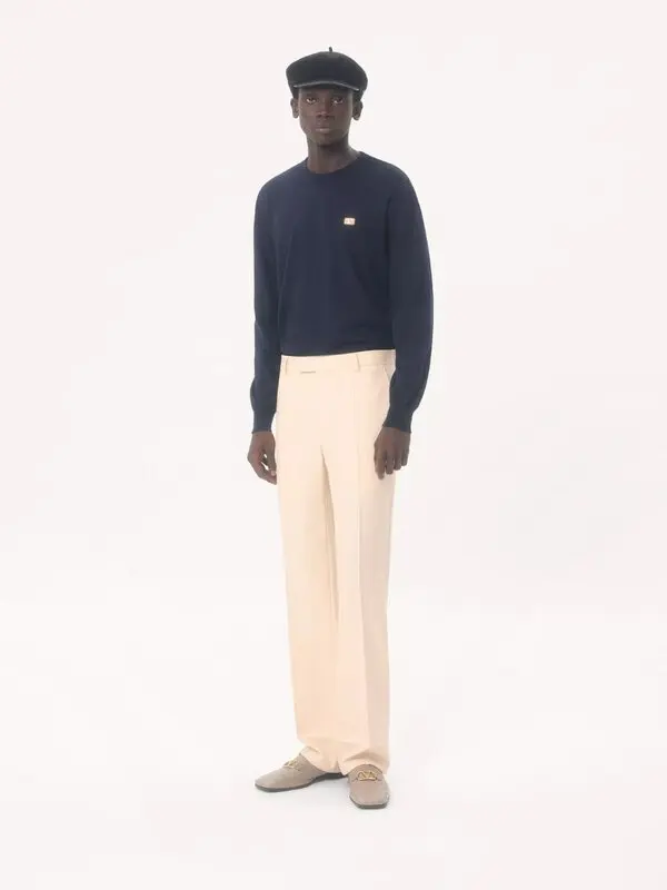 Valentino Garavani Navy Wool Jumper With Vlogo Patch