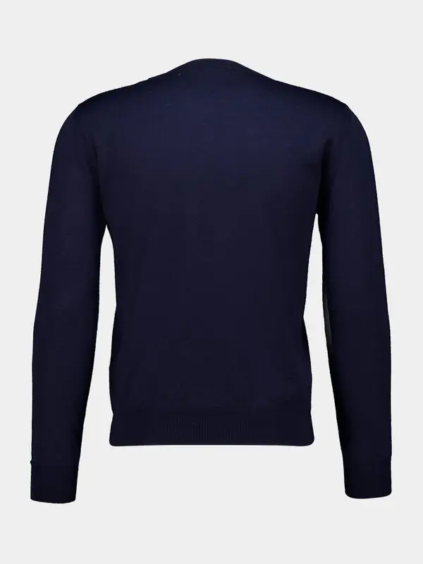 Valentino Garavani Navy Wool Jumper With Vlogo Patch