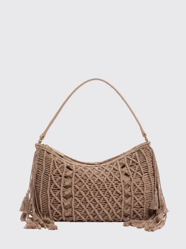 TWINSET Woven Cotton Shoulder Bag With Fringe Detail - Rope