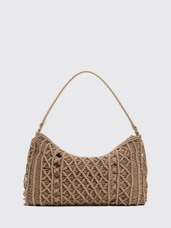 TWINSET Woven Cotton Shoulder Bag With Fringe Detail - Rope