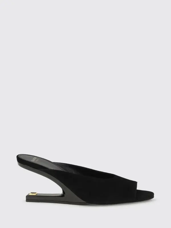 Balmain Suede Wedge Mules - Black