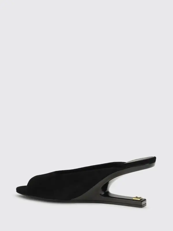 Balmain Suede Wedge Mules - Black