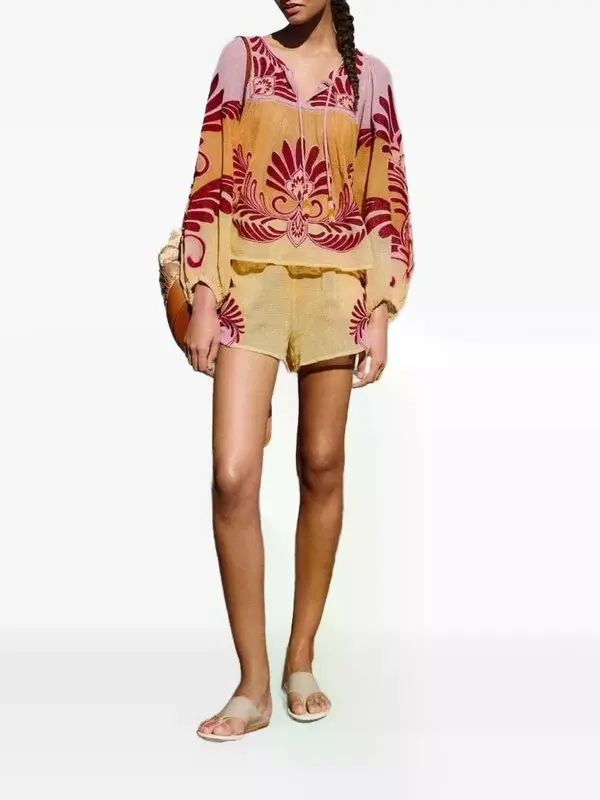 Farm Rio Paisley Embroidered Shorts