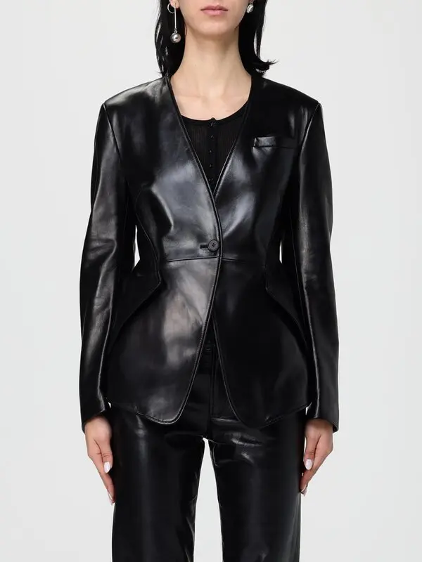 Alexander McQueen Leather Peplum Jacket